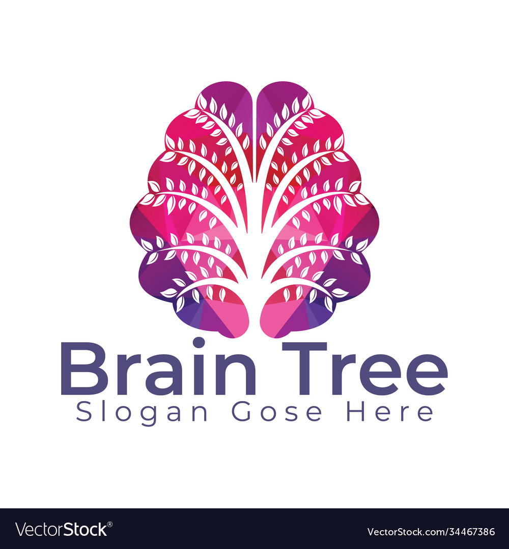 Brain tree template design Royalty Free Vector Image