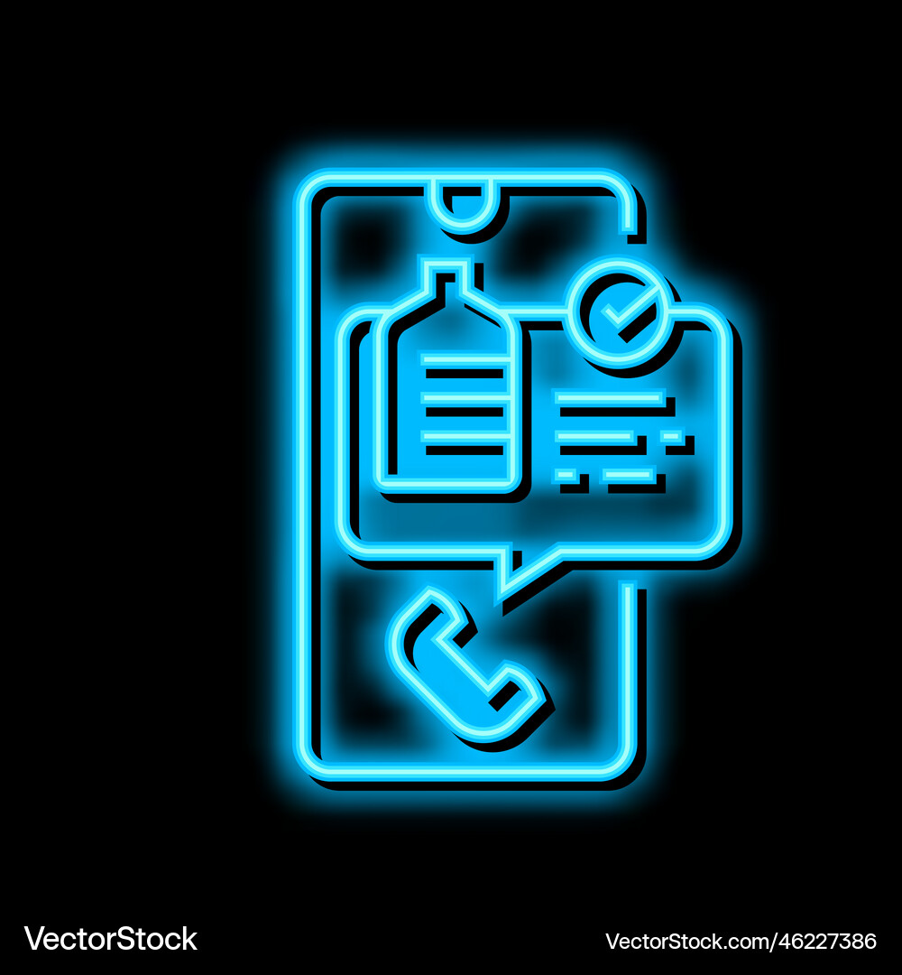 Call for order water neon glow icon Royalty Free Vector