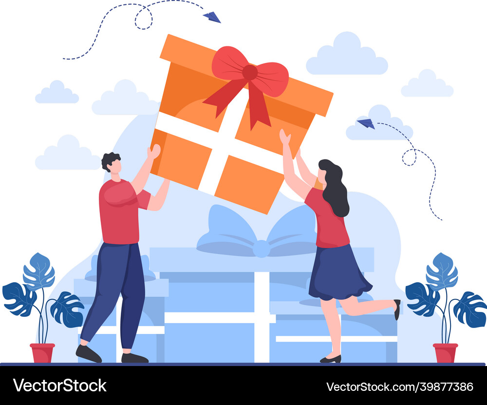 Colorful wrapped gift box with ribbon Royalty Free Vector