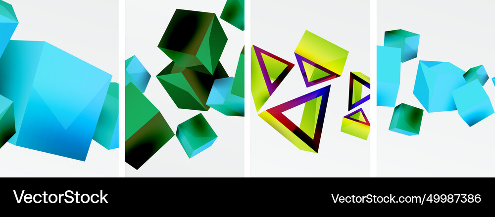 Composition of 3d cubes and other geometric Vector Image