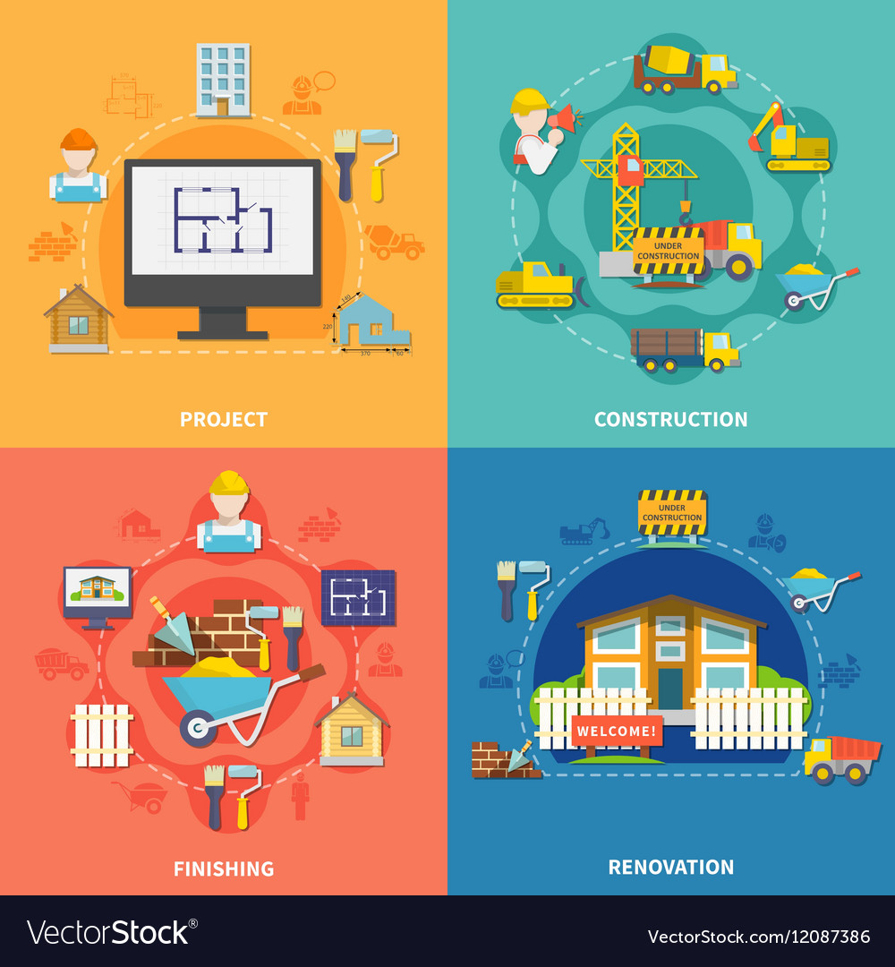 Construction flat concept Royalty Free Vector Image