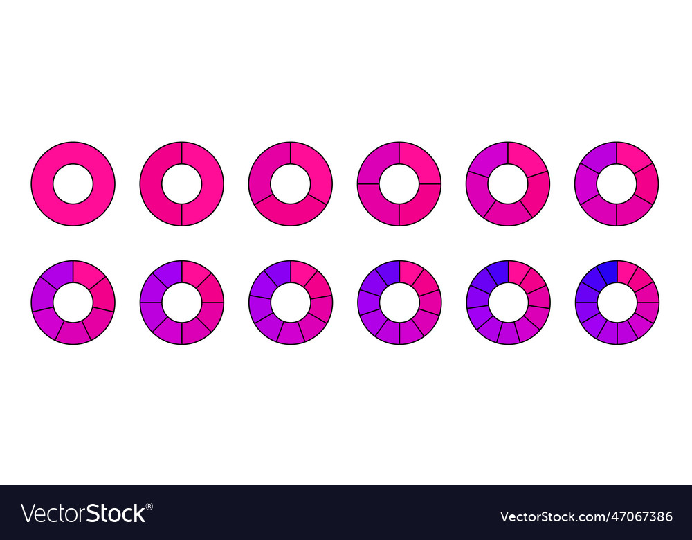 Donut Chart Segments Collection Wheel Diagrams Vector Image