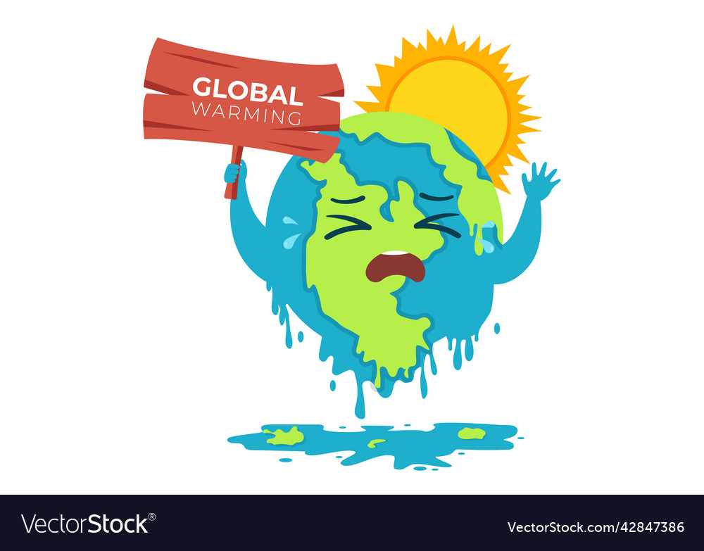 Global warming cartoon style with planet earth Vector Image