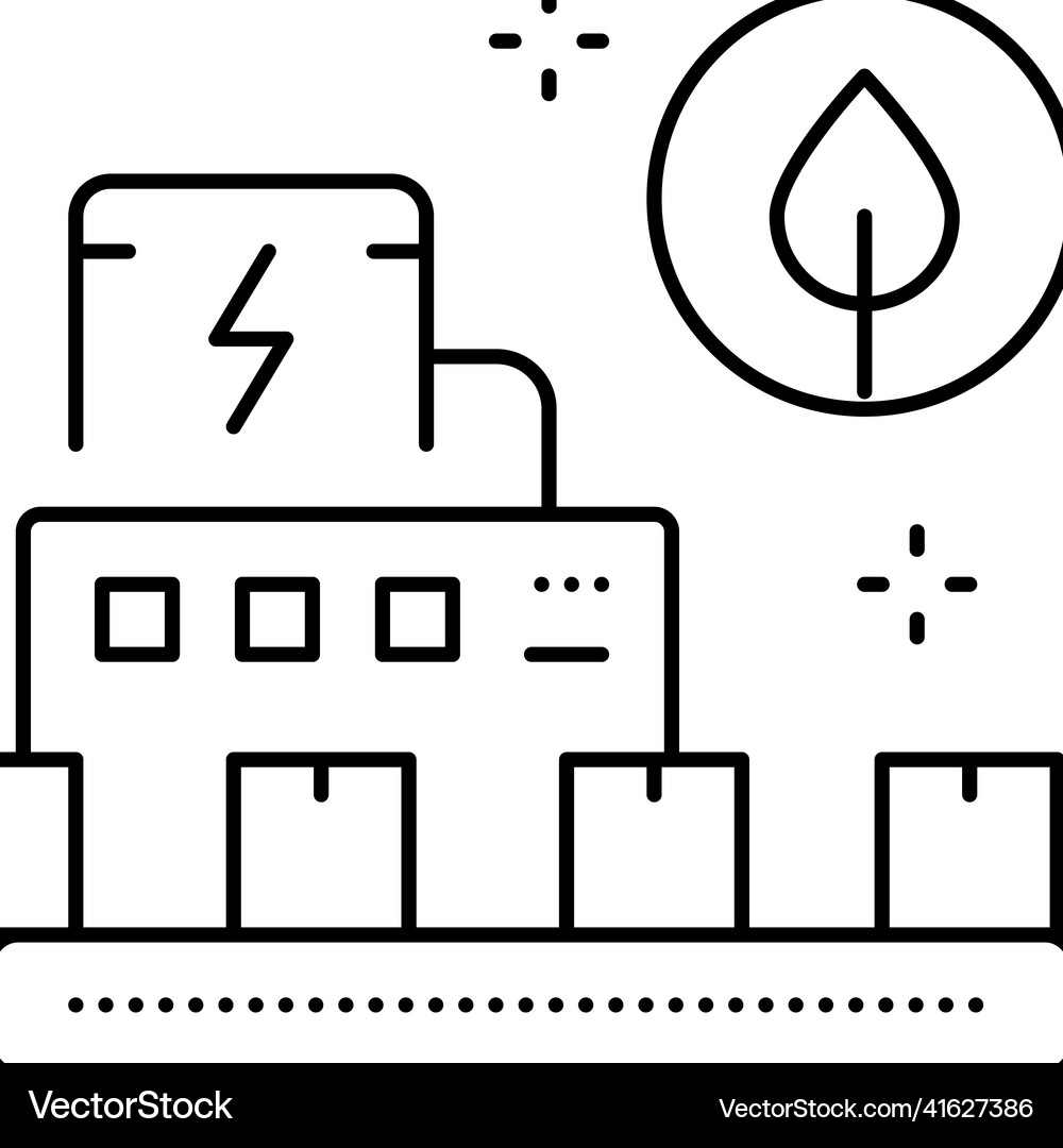 Green factory line icon Royalty Free Vector Image
