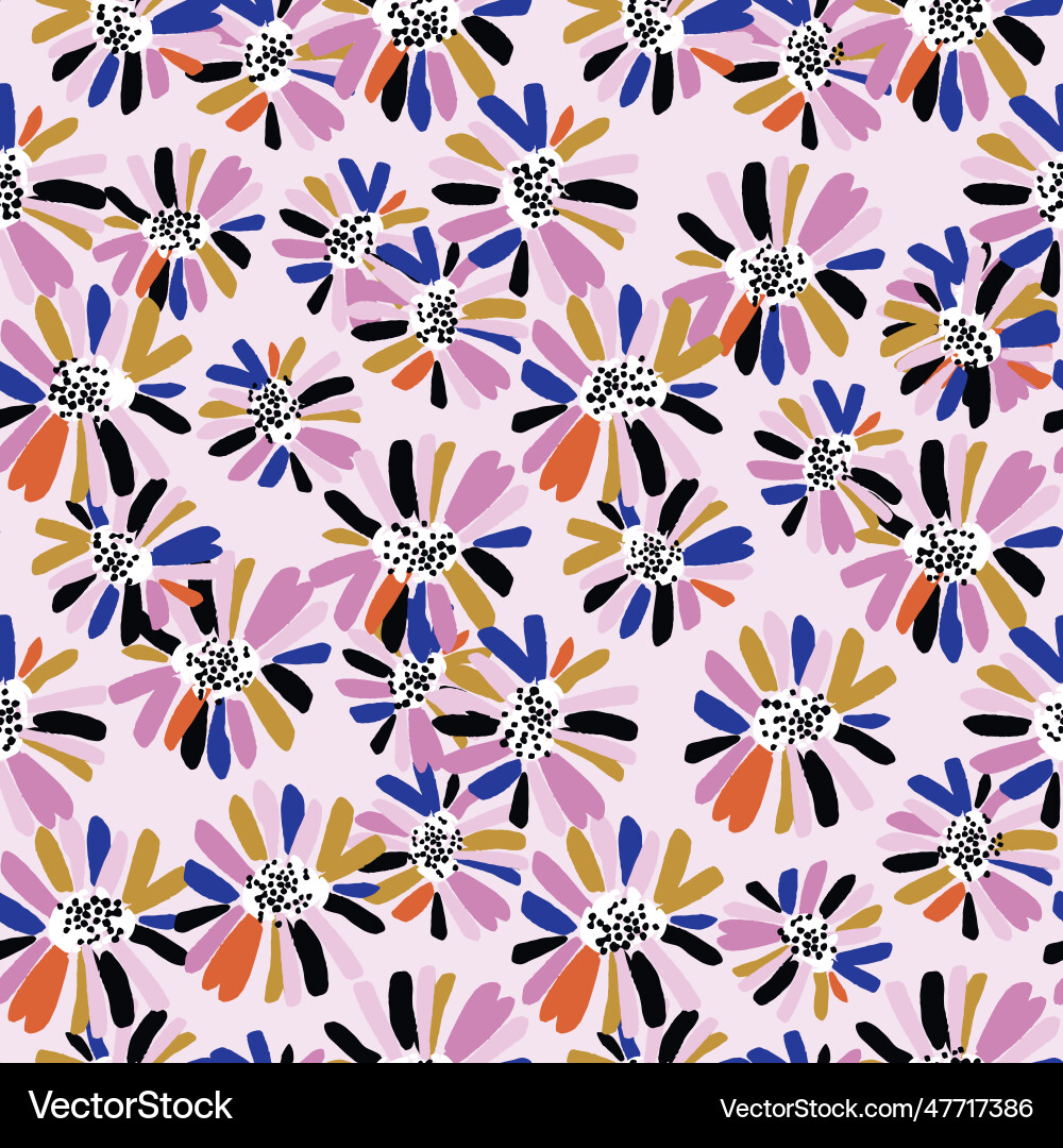 Hand drawn floral texture blooming small flowers Vector Image
