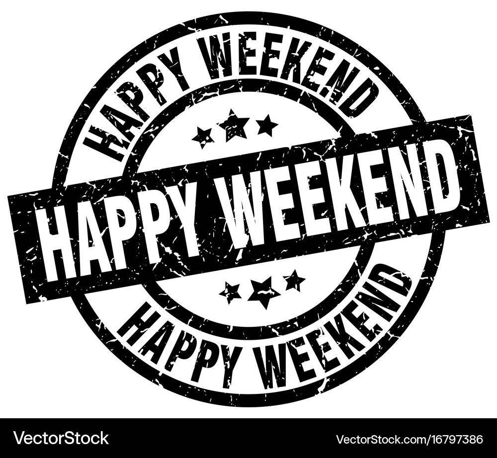 Happy weekend round grunge black stamp Royalty Free Vector