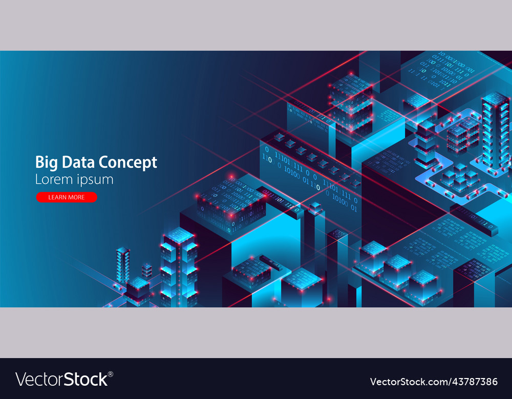Isometric Big Data Flow Processing Concept Vector Image