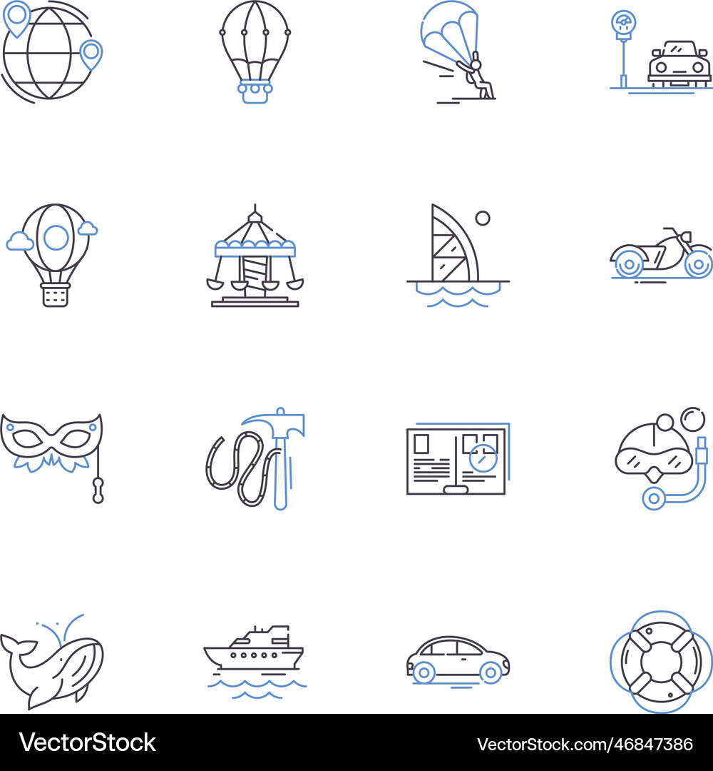 Meandering migrants line icons collection Vector Image
