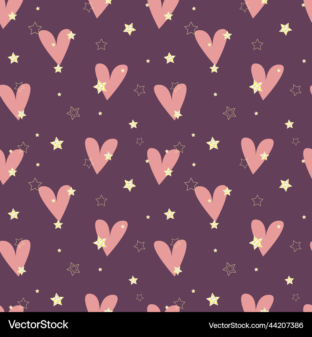 Pattern love and passion shiny gold stars Vector Image
