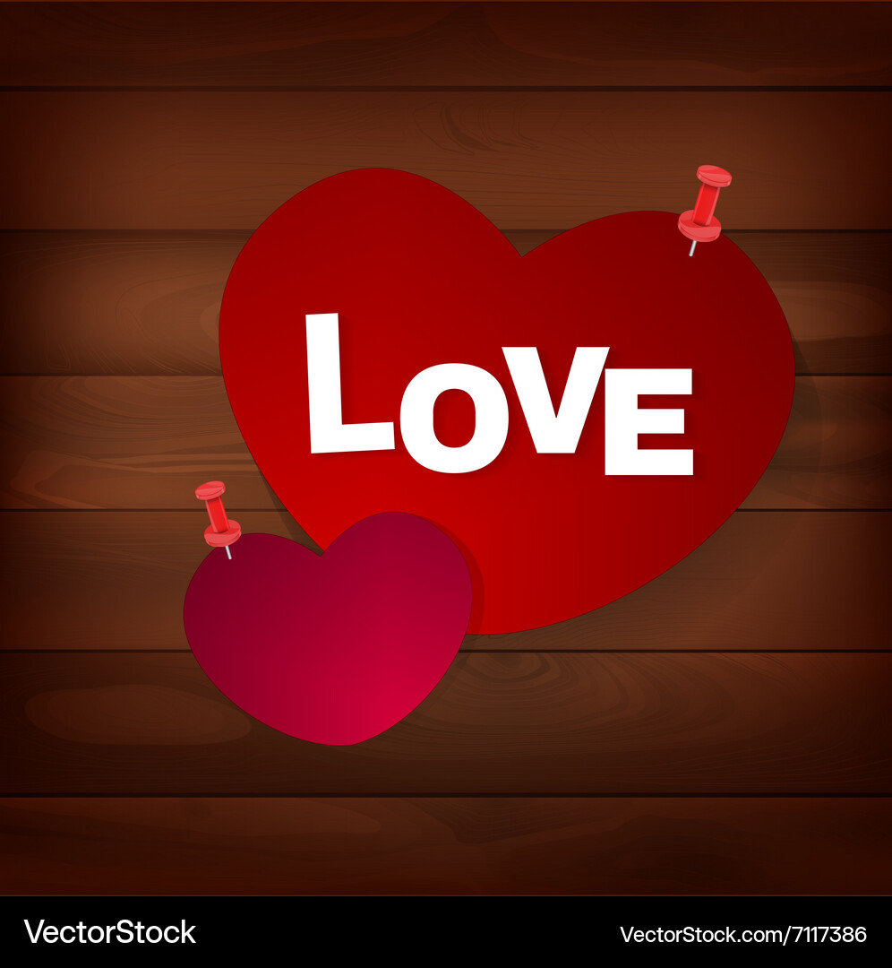 Pinned heart on wood Royalty Free Vector Image