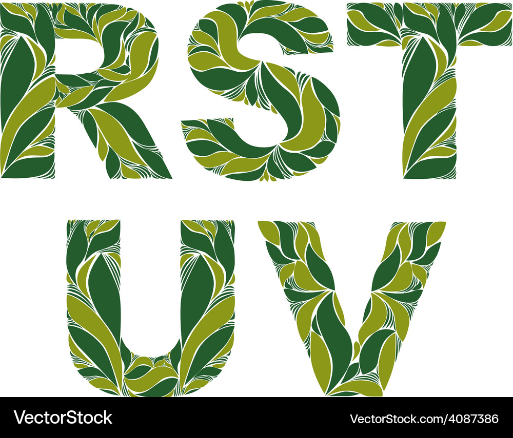 Retro drop caps with herbal spring seasonal Vector Image