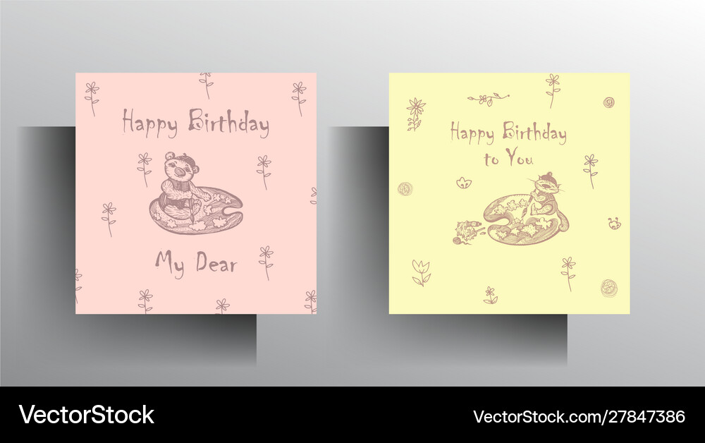 Set greeting card templates design in pastel Vector Image