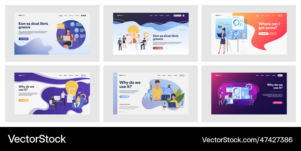 Set of business people during work process Vector Image