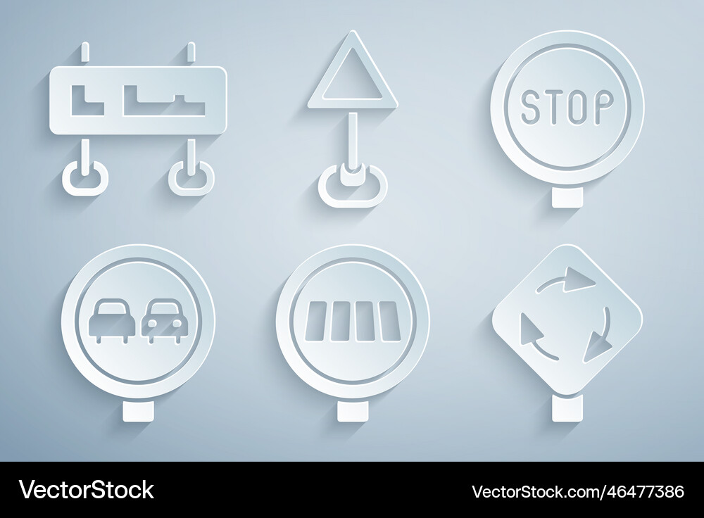 Set pedestrian crosswalk stop sign no overtaking Vector Image