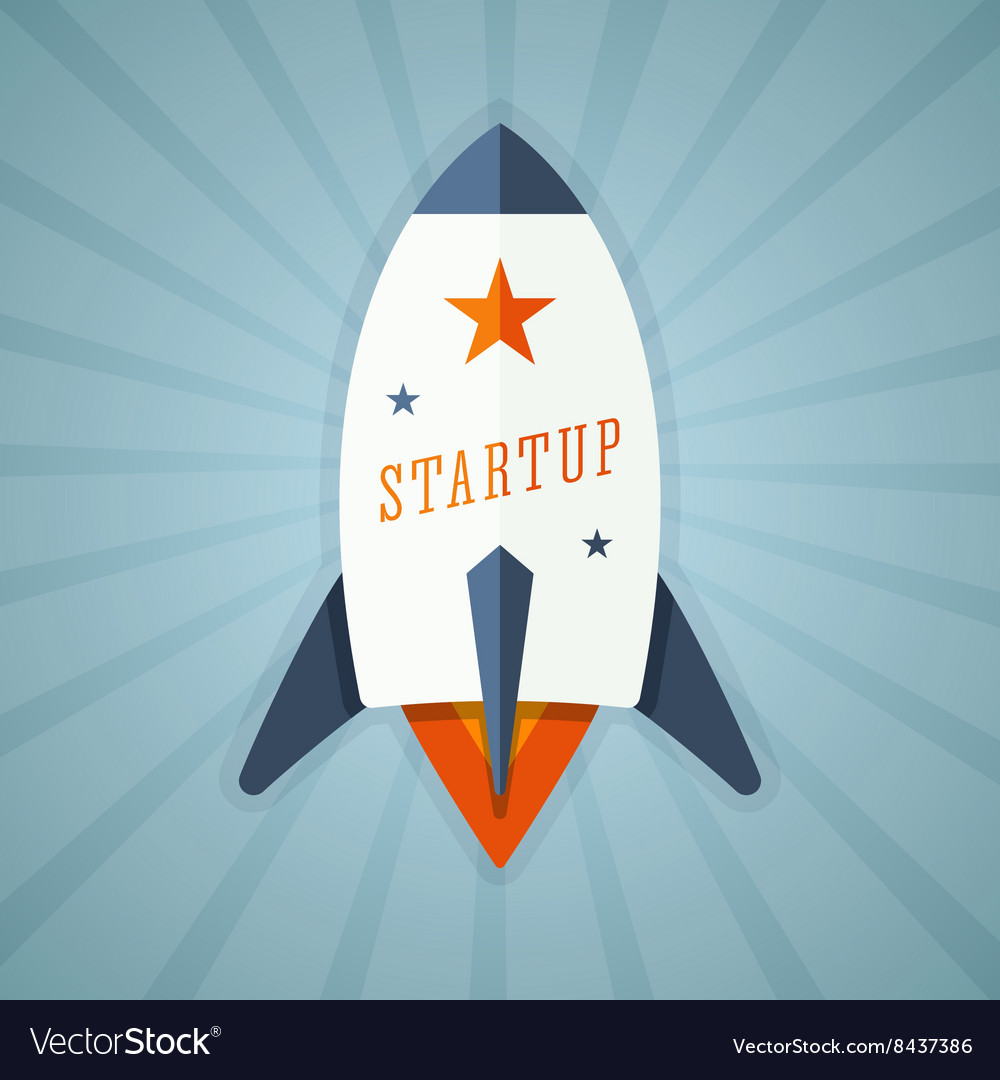 Startup with rocket Royalty Free Vector Image - VectorStock