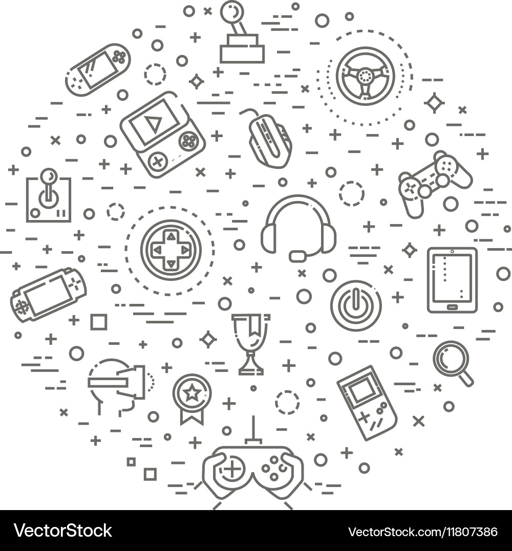 Video games icons simple and thin line design Vector Image