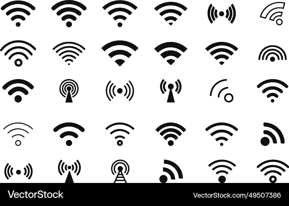 Wifi signal collection wireless internet symbol Vector Image
