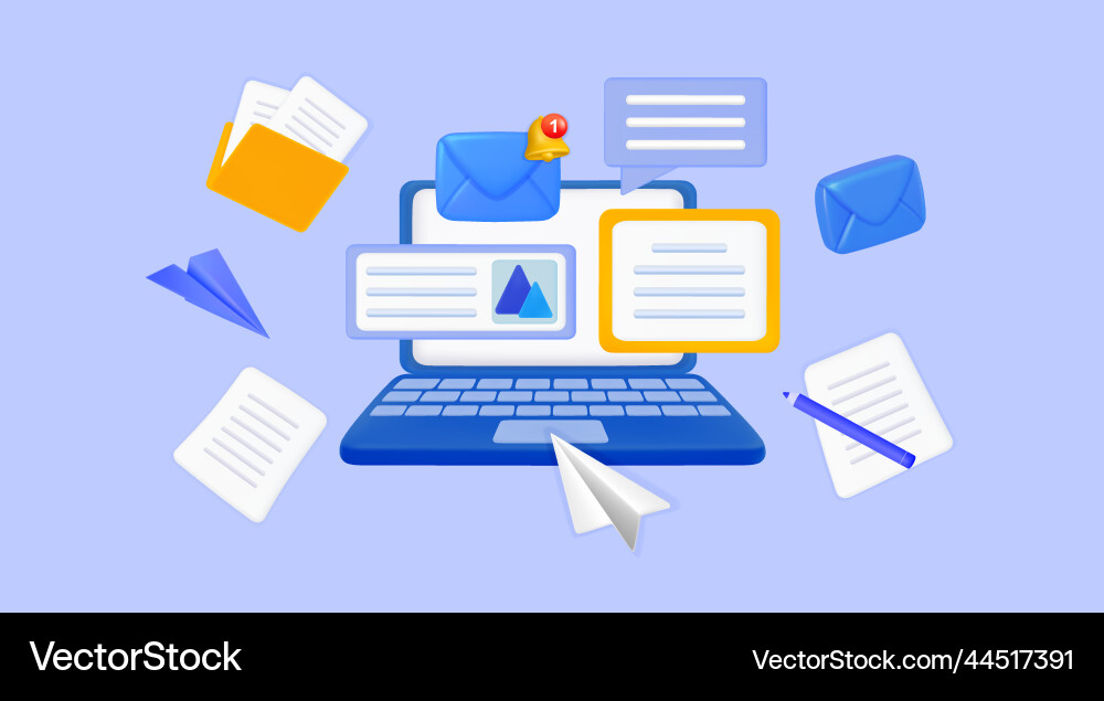 3d marketing mail realistic desktop business Vector Image