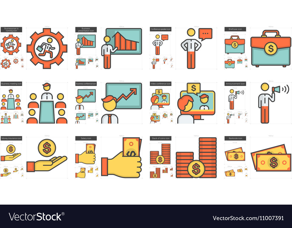 Business line icon set Royalty Free Vector Image