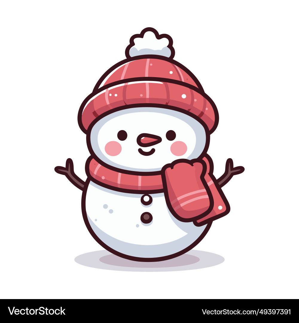 Cartoon snowman isolated on white background Vector Image