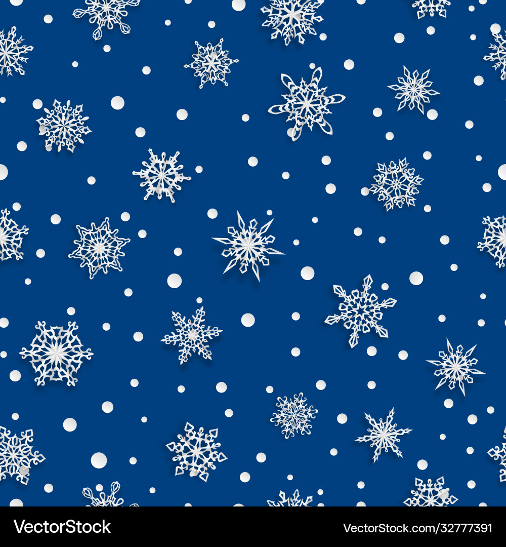 Christmas seamless pattern paper snowflakes Vector Image