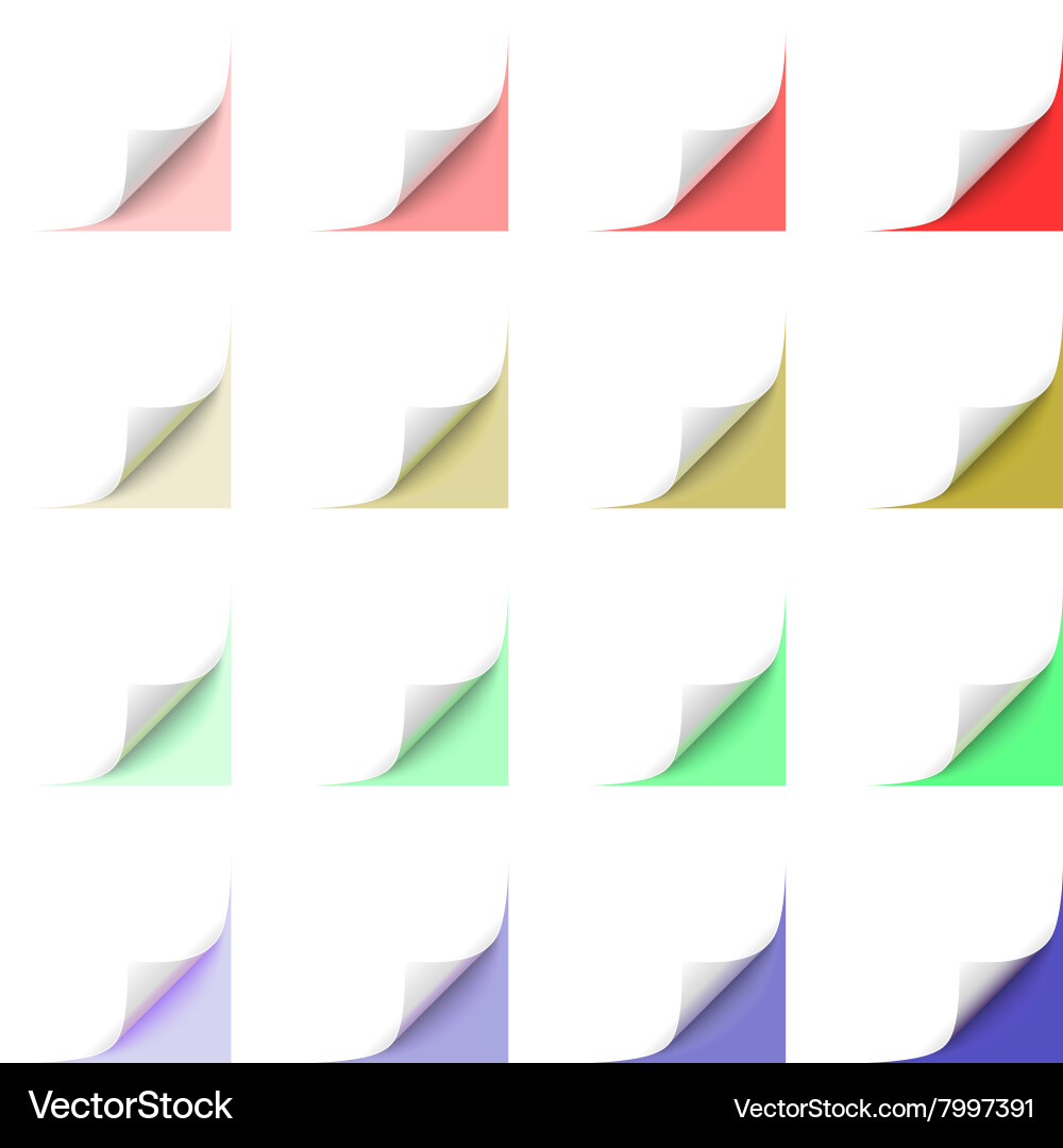 Colorful set of curled paper sheets Royalty Free Vector