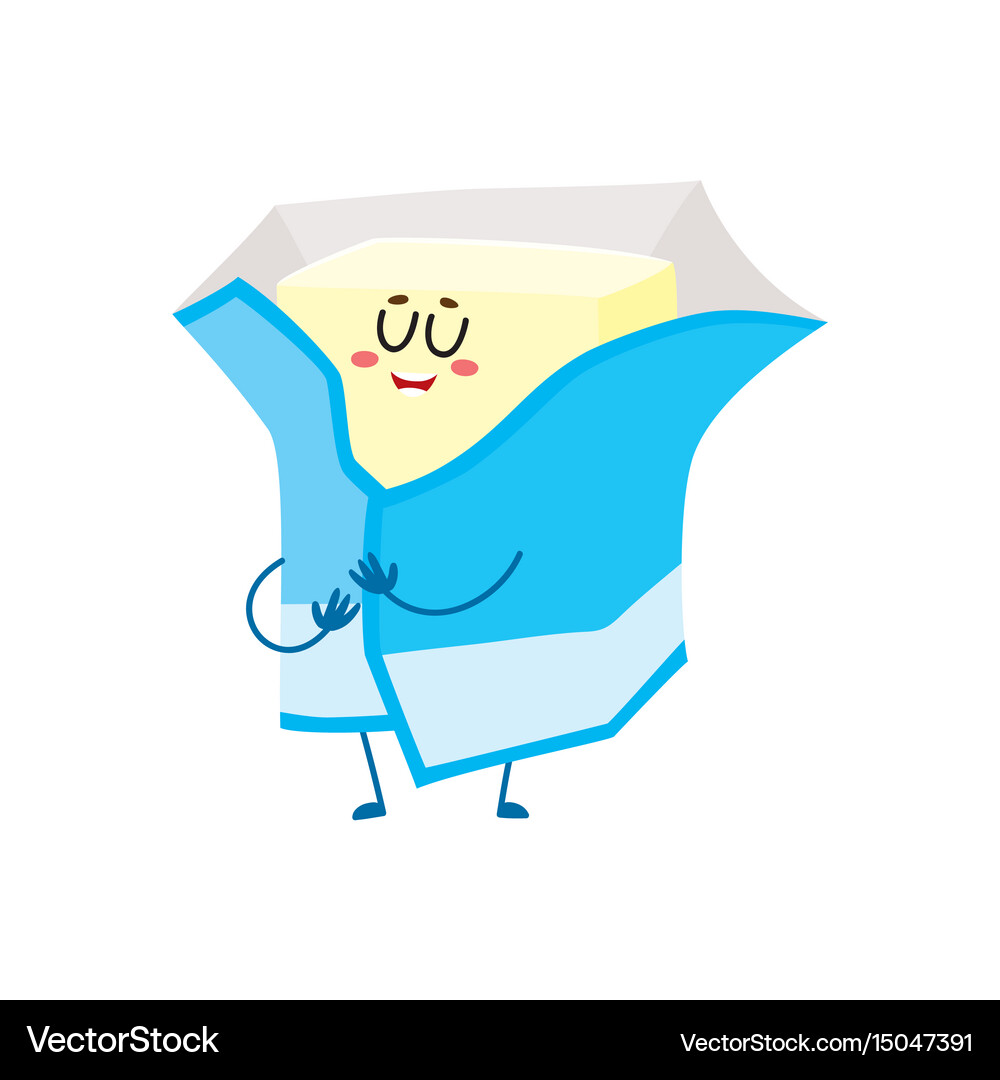 Funny butter character with smiling human face Vector Image