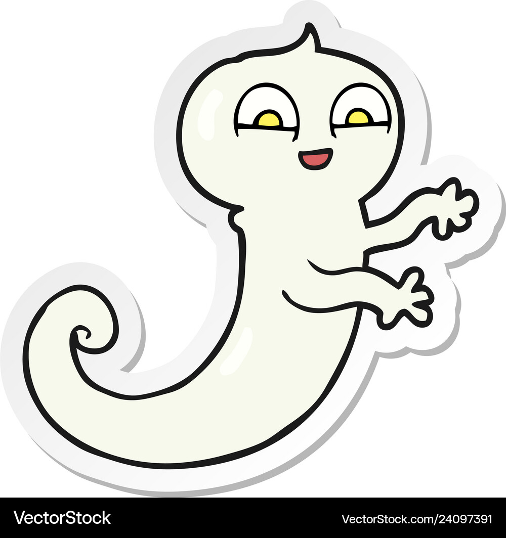 Sticker of a cartoon ghost Royalty Free Vector Image