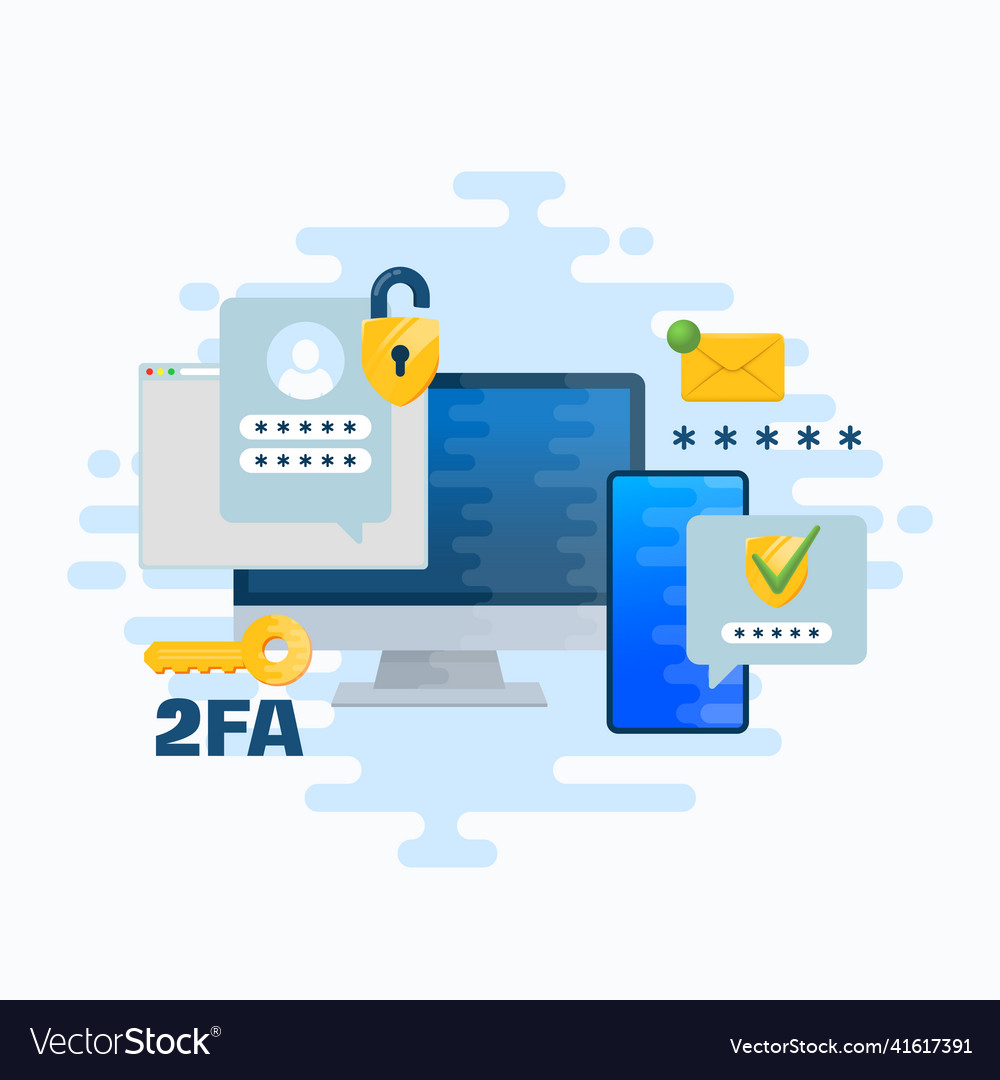 Two factor autentication security Royalty Free Vector Image