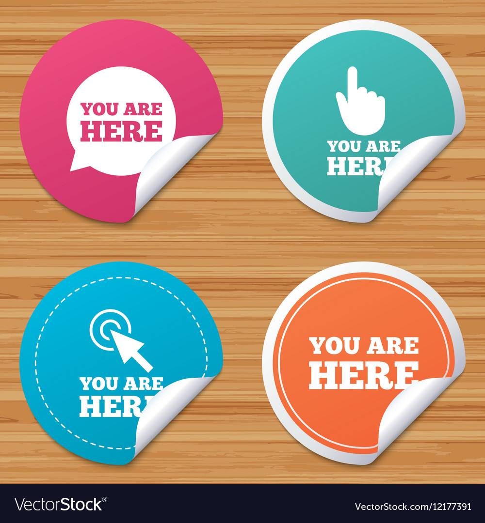 You are here icons info speech bubble sign Vector Image