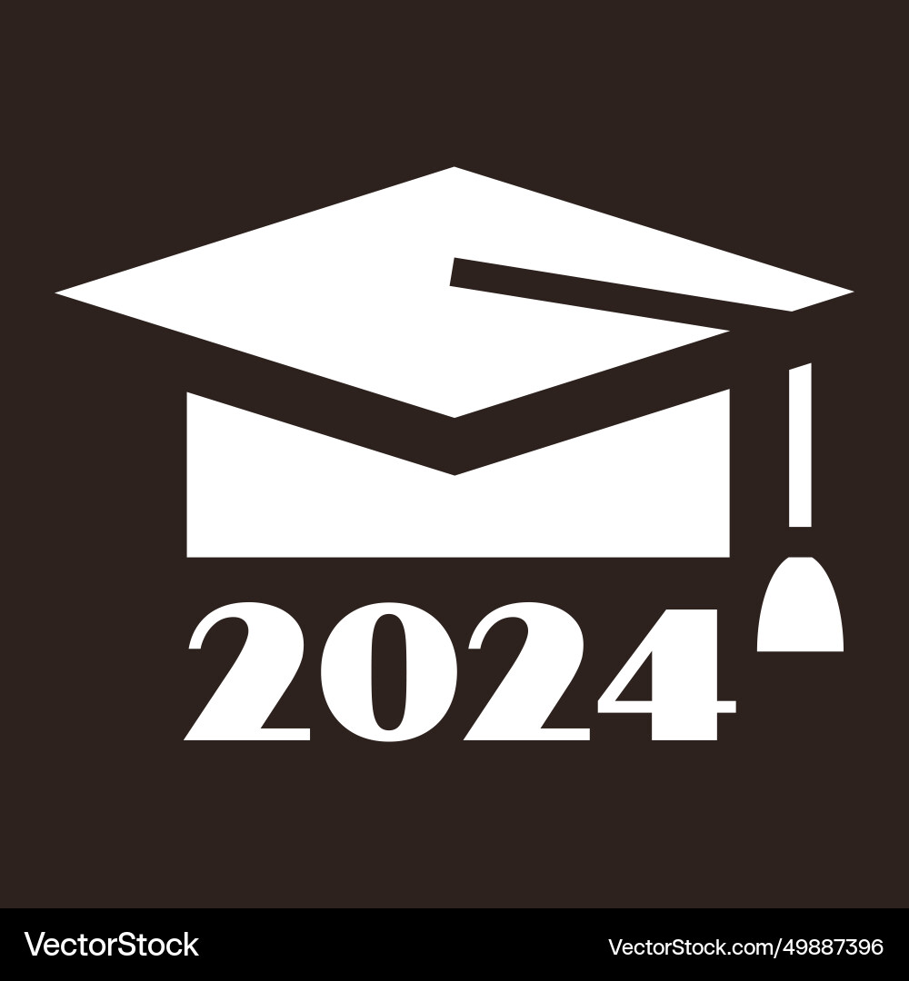 2024 - graduation class of cap Royalty Free Vector Image