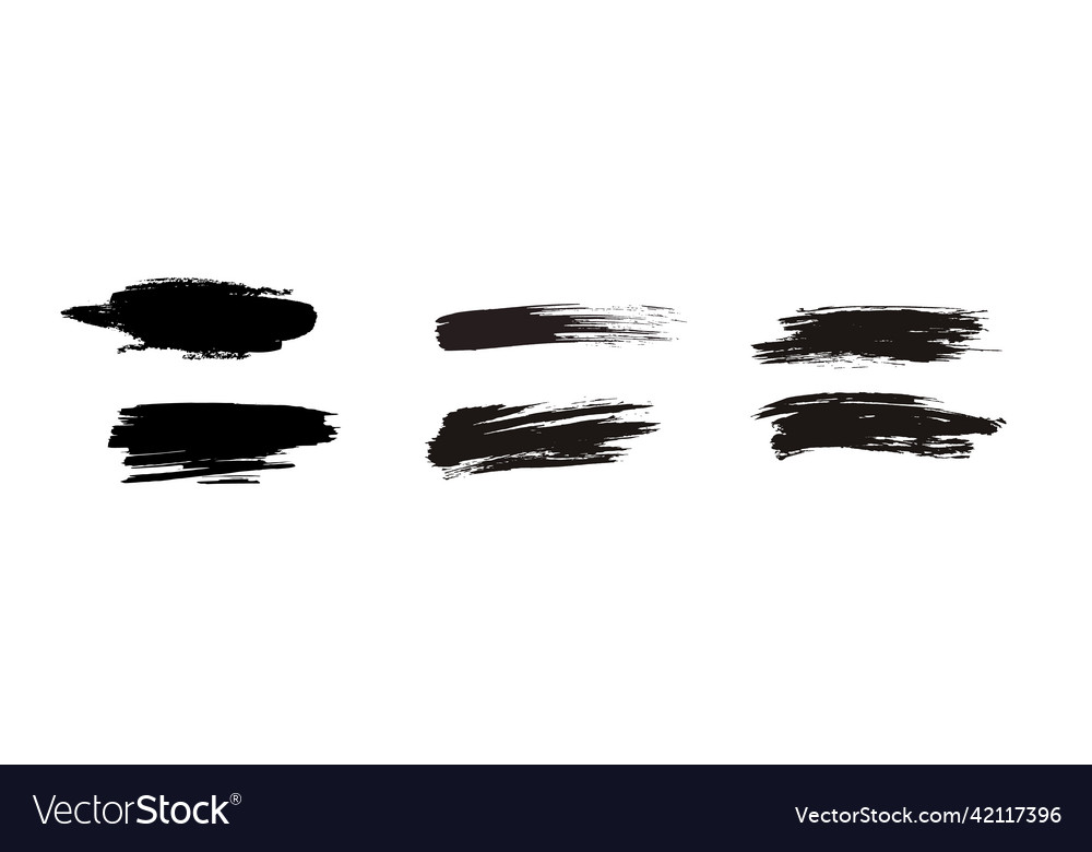 Collection of grunge black paint ink brush stroke Vector Image