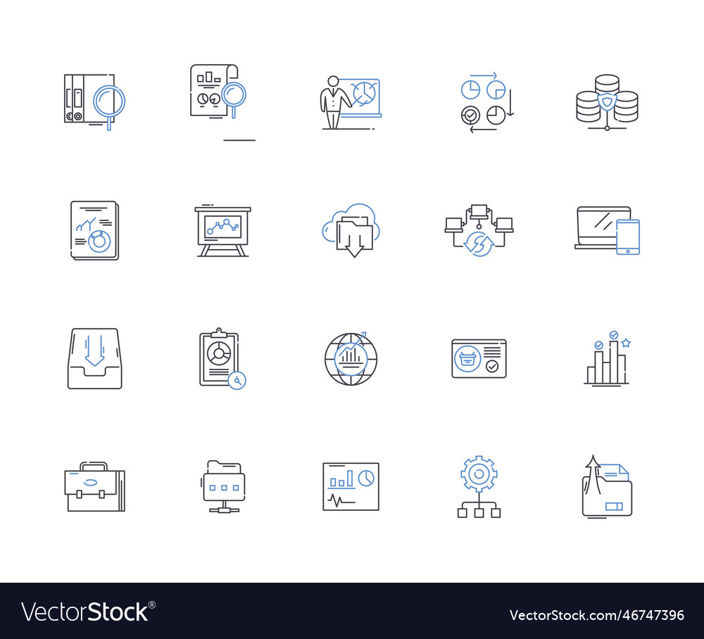 Data Outline Icons Collection Digital Royalty Free Vector 