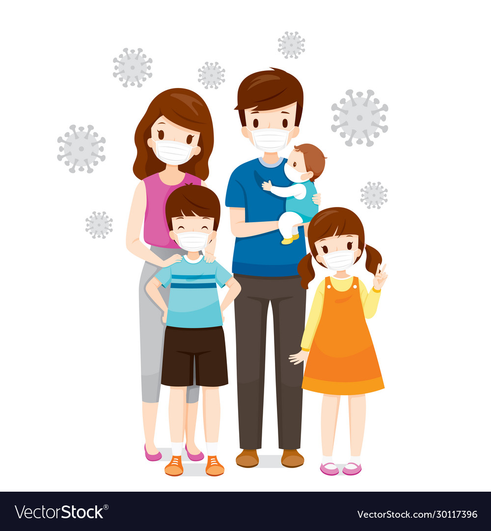 Family wearing face masks for prevent coronavirus Vector Image