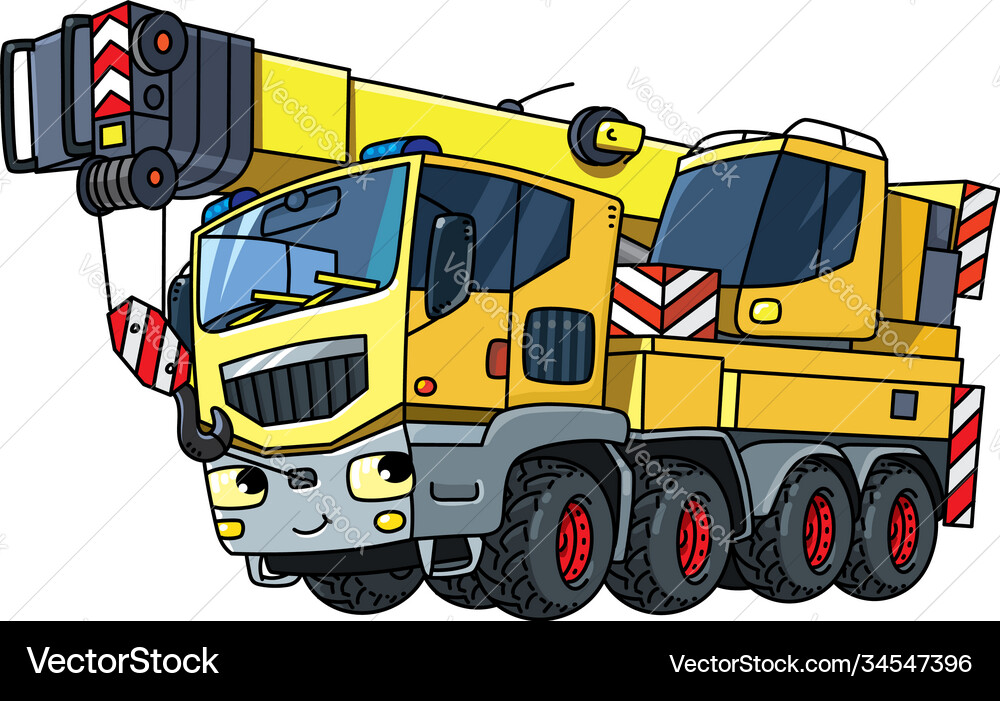 Funny autocrane or mobile crane with eyes Vector Image