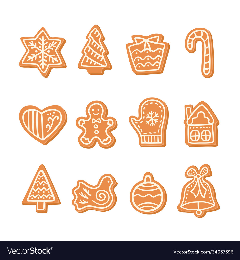Gingerbread set Royalty Free Vector Image - VectorStock