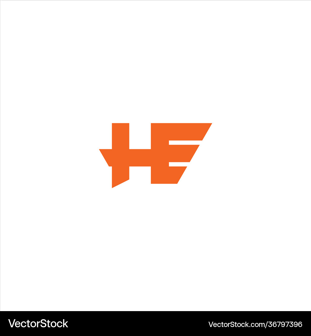 H e letter logo design on black color background Vector Image