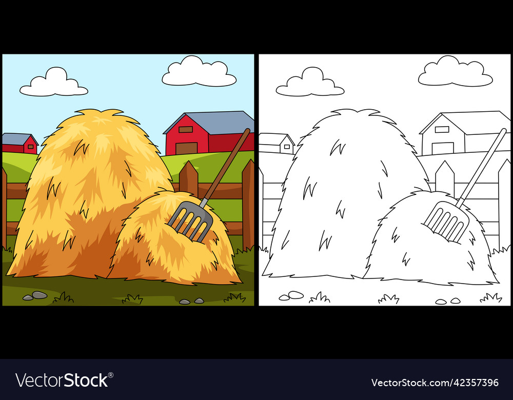 Haystack coloring page colored Royalty Free Vector Image