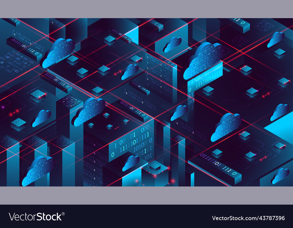 Isometric Big Data Flow Processing Concept Vector Image