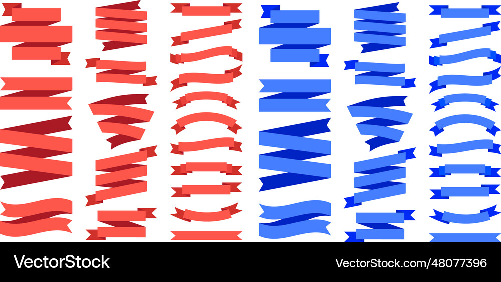 Red and blue ribbon banners empty curved paper Vector Image