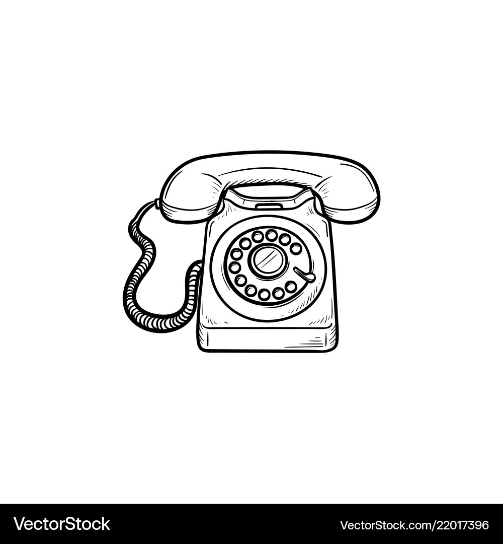 Vintage telephone hand drawn outline doodle icon Vector Image