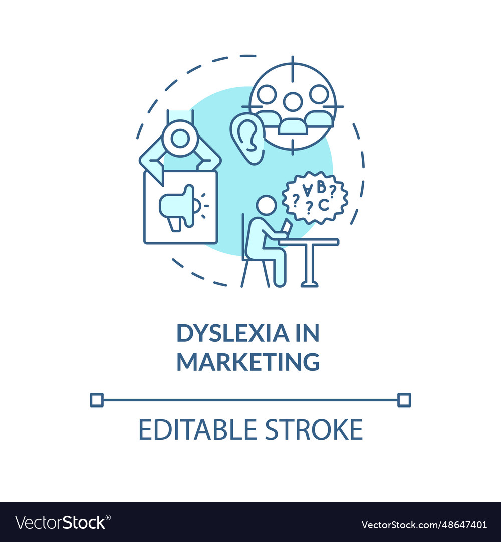2d Blue Line Icon Dyslexia In Marketing Concept Vector Image