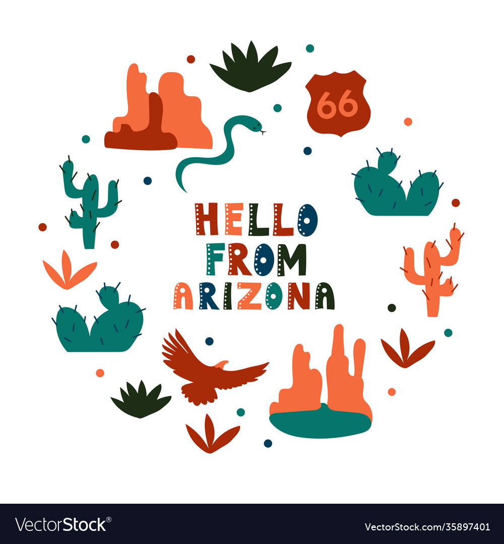 Arizona State Symbol Collection Royalty Free Vector Image