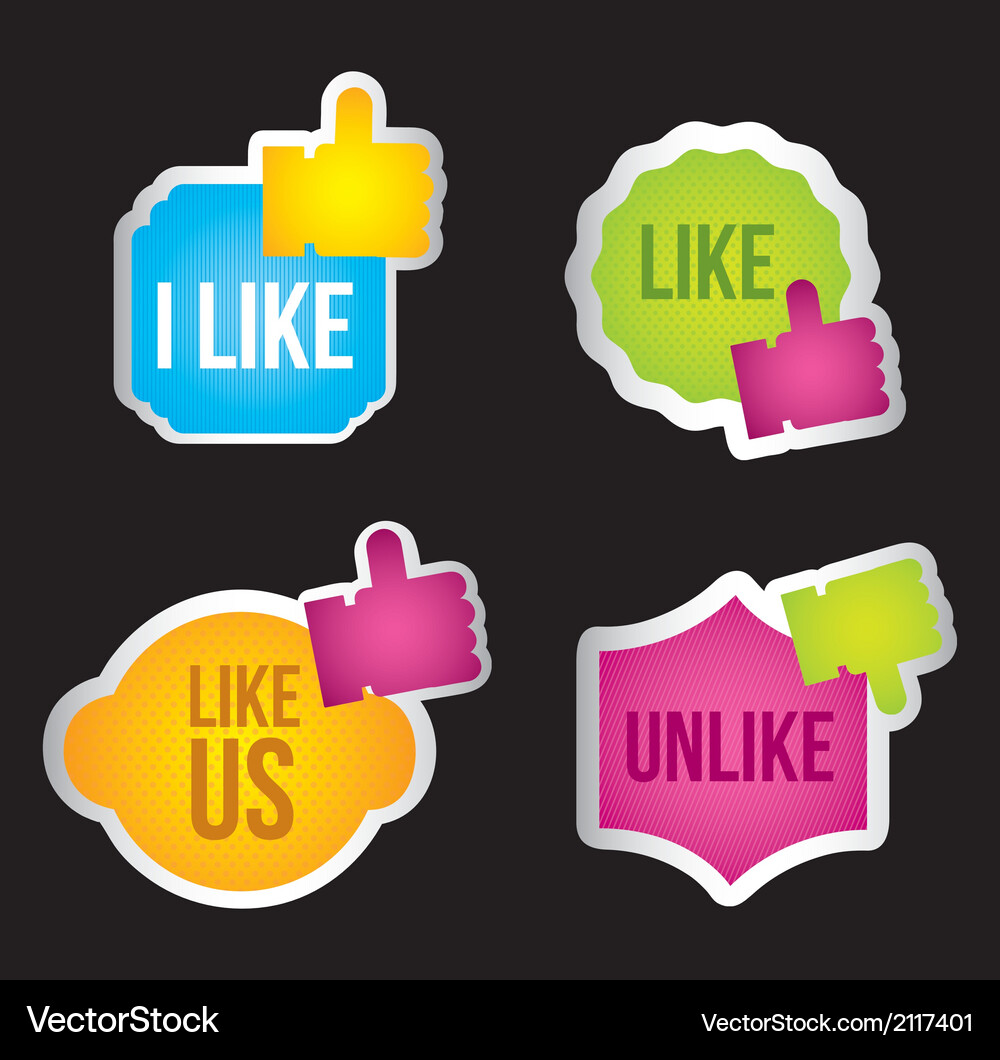 Colorful like icon labels over black background Vector Image