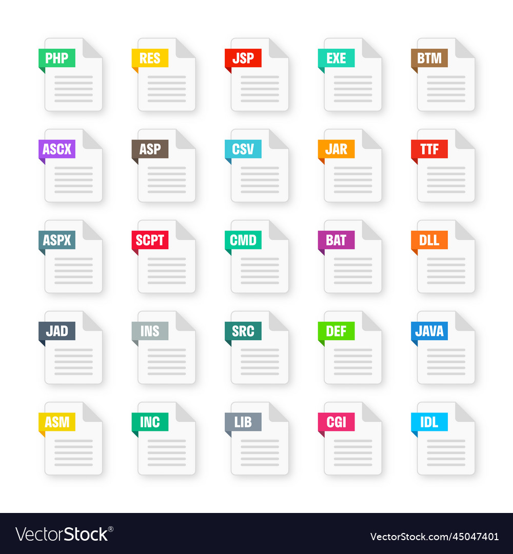 Common System File Formats Document Types Vector Image