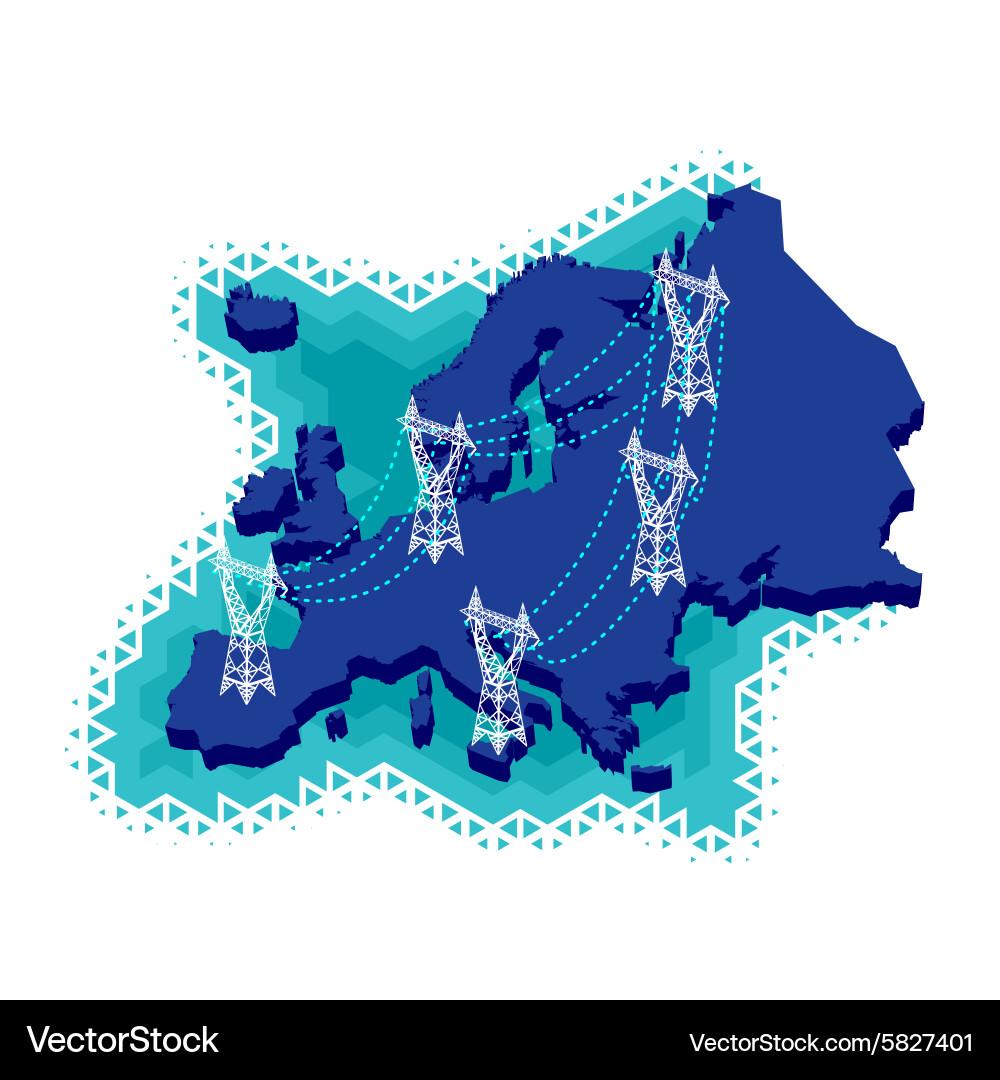 Electric Power Network in Europe Royalty Free Vector Image