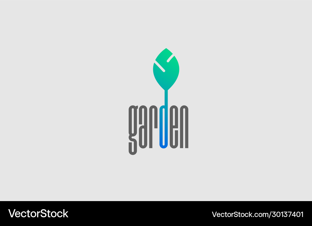 Garden logo icon template design text with green Vector Image
