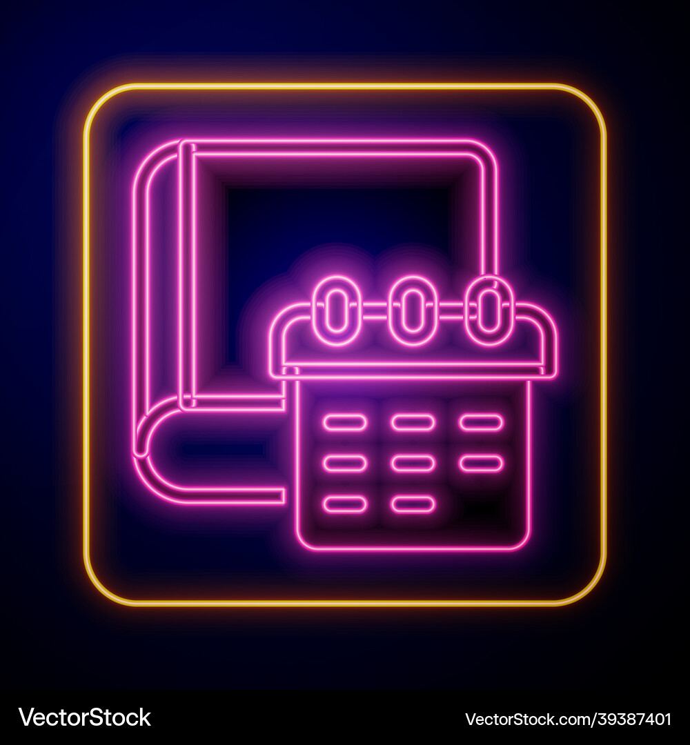 Glowing neon daily paper notepad icon isolated Vector Image