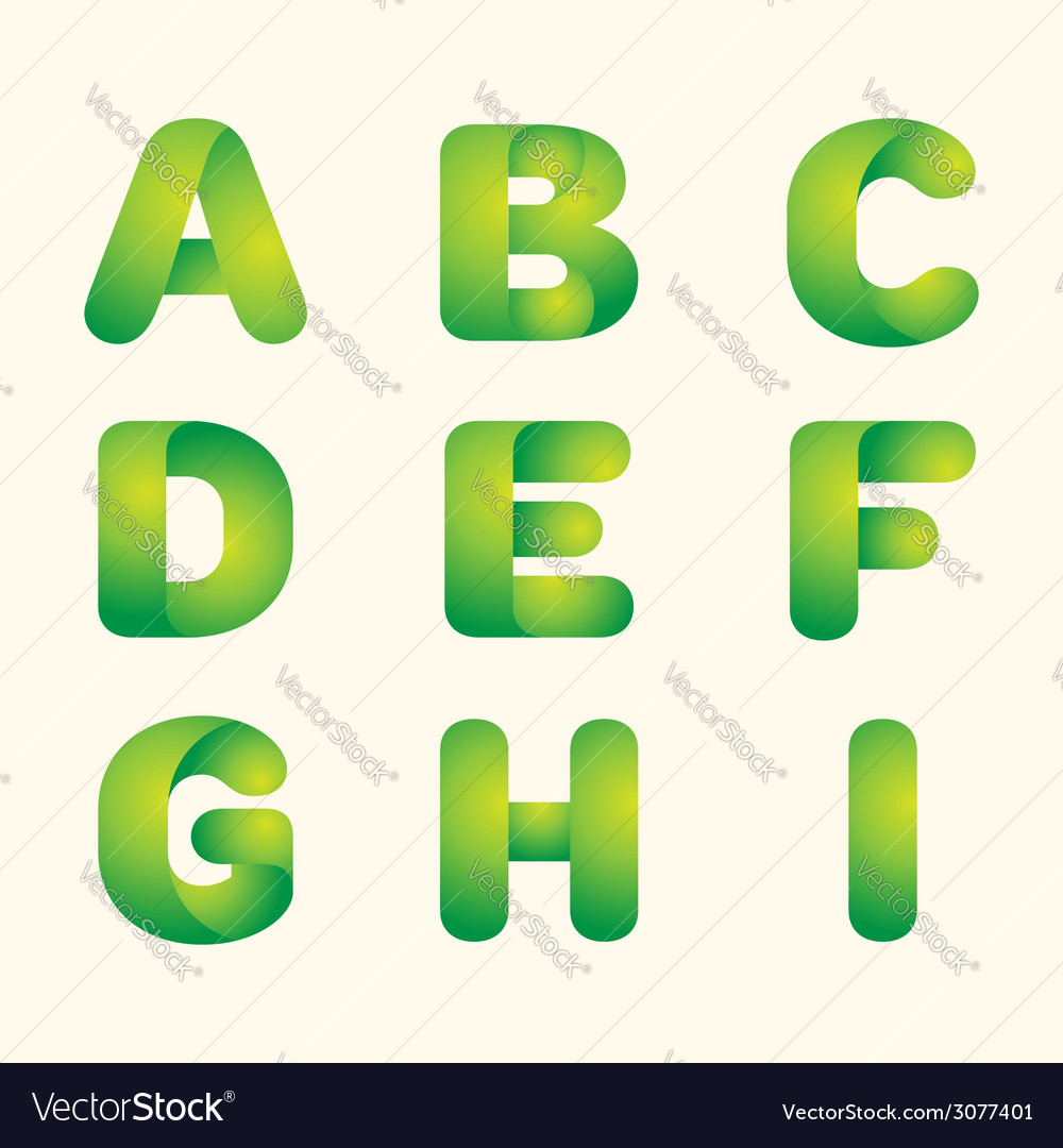 Green leaves eco font Royalty Free Vector Image