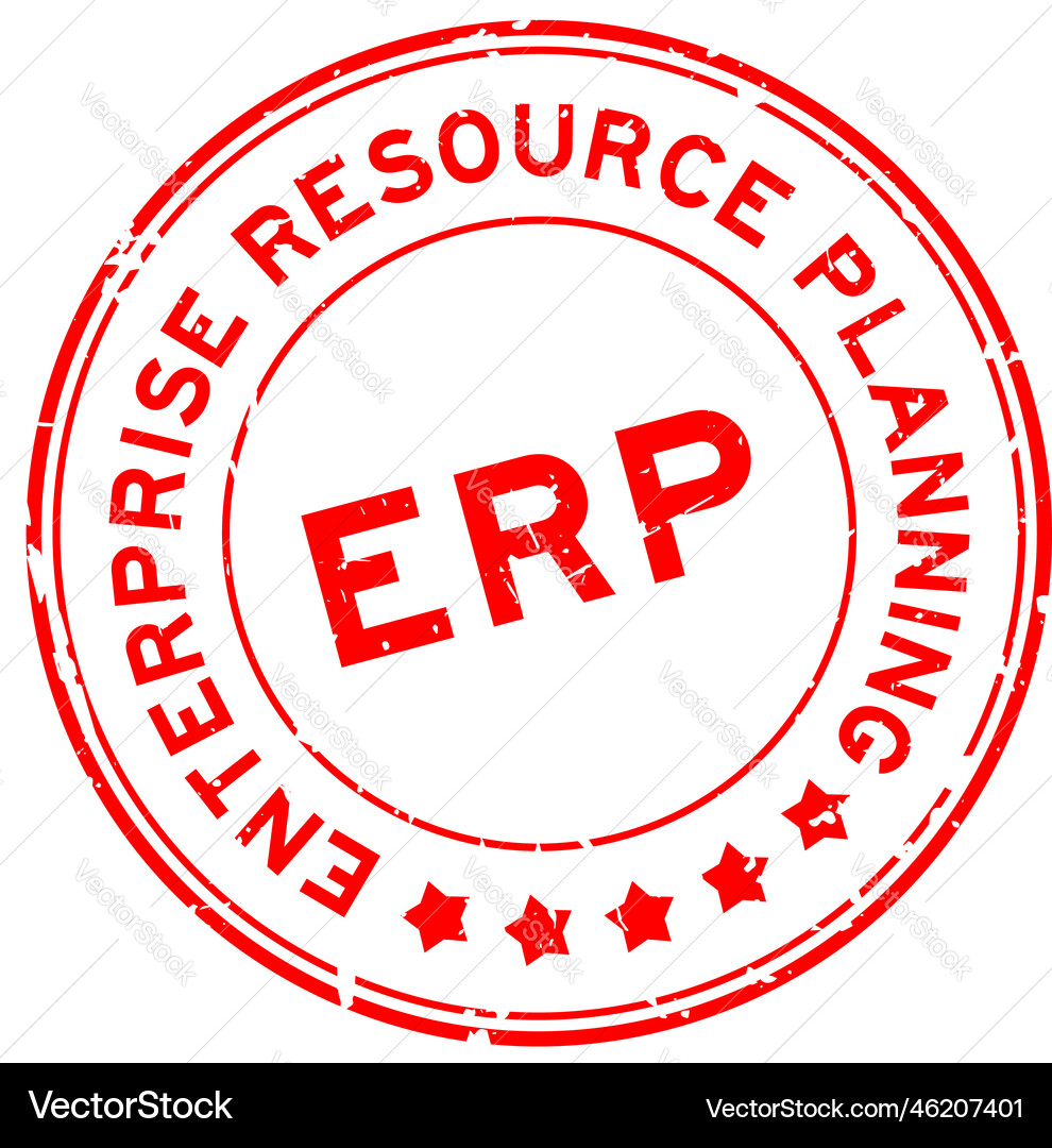 Grunge red erp enterprise resource planning word Vector Image